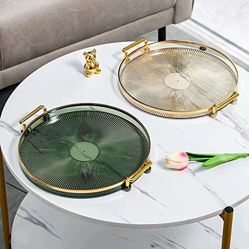 Luxury Serving Tray, with Handles Cosmetic Perfume Makeup Display Multifunction Decorative Decorative Tray, Jewelry Tray for Living Room, Green