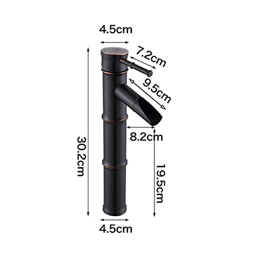 Bathroom Sink Mixer Tap Retro Black Single Lever Countertop Basin Hot and Cold Water Faucet, Tall Copper Single Hole Washbasin Faucet, Suitable for Toilet and Bathroom (A)
