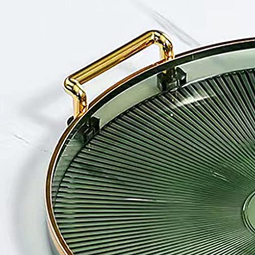 Luxury Serving Tray, with Handles Cosmetic Perfume Makeup Display Multifunction Decorative Decorative Tray, Jewelry Tray for Living Room, Green