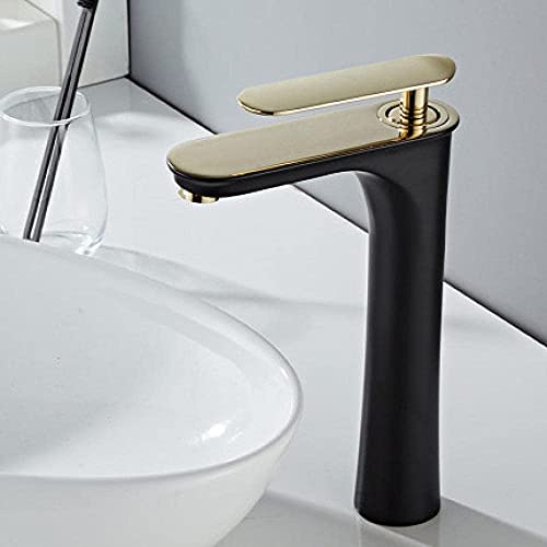 ZHANGYUEFEIFZ Bathroom Sink Faucet Sink Faucet Bathroom Vanity Faucet Solid Brass Sink Faucet hot and Cold Single Handle countertop Toilet Faucet Kitchen Faucet (Color : Black Gold T)