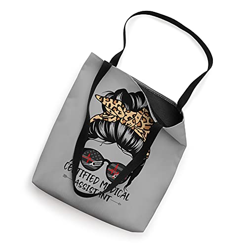 Certified Medical Assistant Messy Bun Hair Funny Leopard CMA Tote Bag