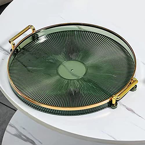 Luxury Serving Tray, with Handles Cosmetic Perfume Makeup Display Multifunction Decorative Decorative Tray, Jewelry Tray for Living Room, Green