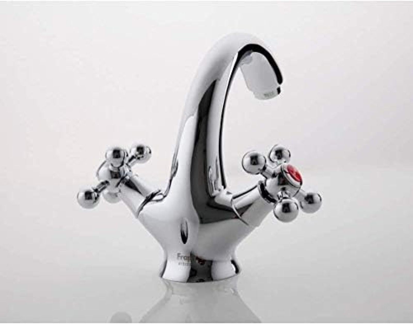 ROLTIN Kitchen Taps 1 Set Chrome Plated Double Handle Toilet Bathroom Sink Faucet Hot and Cold Bathroom Sink Mixer Tap Switch