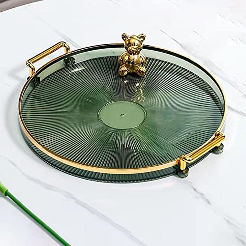 Luxury Serving Tray, with Handles Cosmetic Perfume Makeup Display Multifunction Decorative Decorative Tray, Jewelry Tray for Living Room, Green