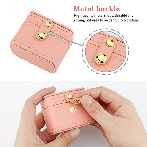 LEEFONE Ring Box Small Travel Jewelry Box Organizer, Mini Jewelry Case Portable Ring Storage Box, Practical Travel Gift for Girls & Women (Pink)