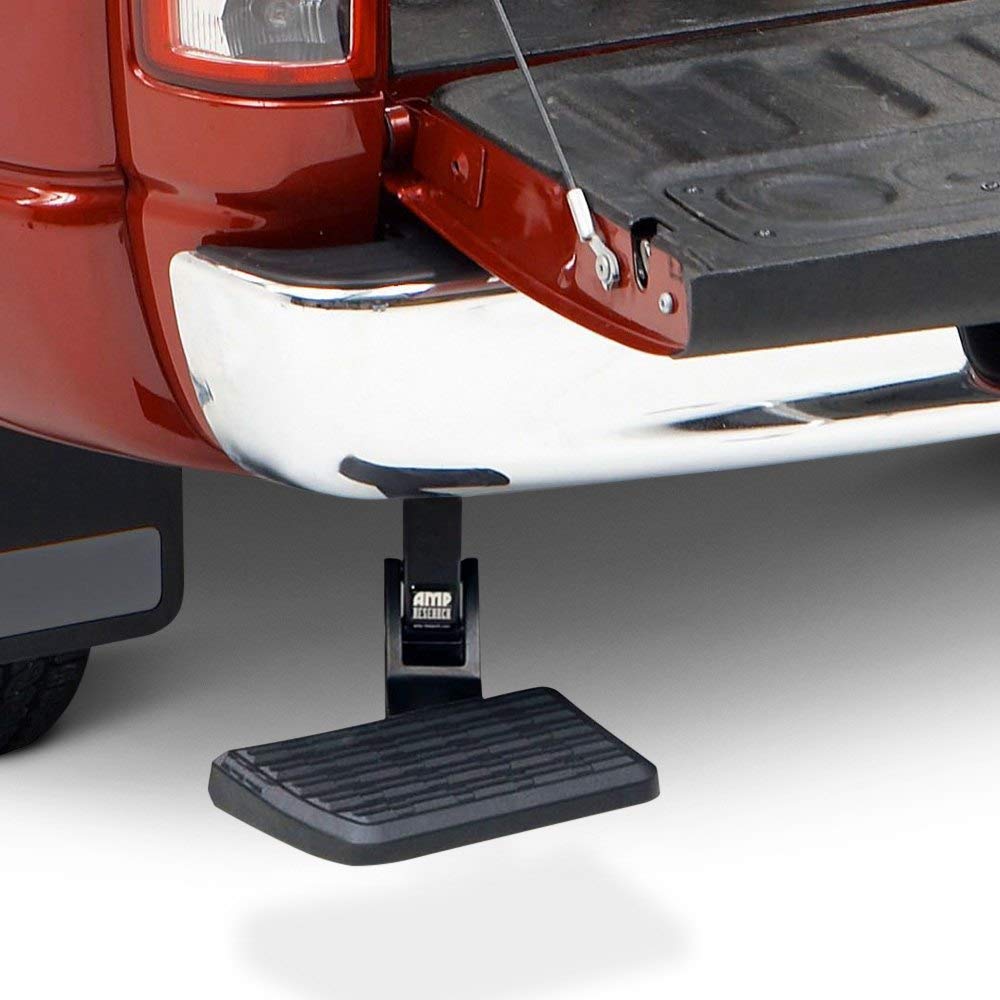 AMP Research 75306-01A BedStep Retractable Bumper Step for 2009-2018 Ram 1500, 2010-2018 Ram 2500/3500 (Excludes Dual Exhaust & EcoDiesel Models),Black
