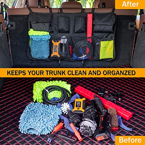 JUSTTOP Car Organizer Backseat Car Storage for SUV Trunk, Car Trunk Tidy Storage Bag with Lids