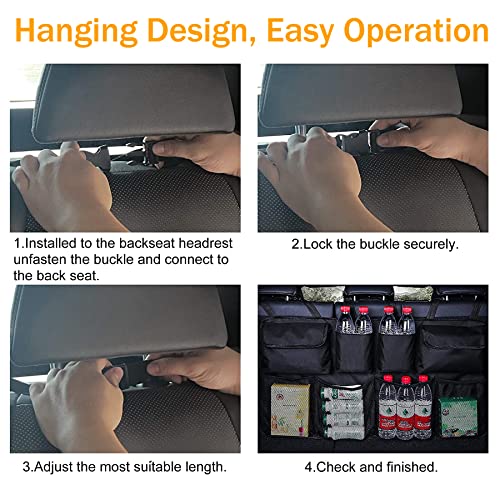 JUSTTOP Car Organizer Backseat Car Storage for SUV Trunk, Car Trunk Tidy Storage Bag with Lids
