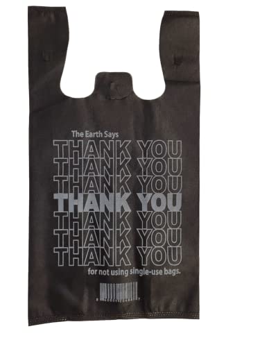 Green Smart Products 10800 Pcs Reusable Non-Woven Eco-Friendly Thank You T-Shirt Shopping Grocery 22âx12âx7â Tote Bags, Black