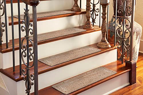 Unique Loom Braided Jute Collection Classic Quality Made Natural Hand Woven Area Rug (0' 9 x 2' 6 Stair Tread, Natural)