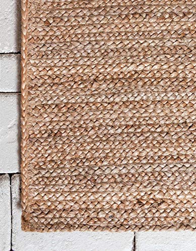 Unique Loom Braided Jute Collection Classic Quality Made Natural Hand Woven Area Rug (0' 9 x 2' 6 Stair Tread, Natural)