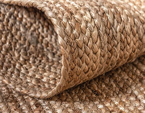 Unique Loom Braided Jute Collection Classic Quality Made Natural Hand Woven Area Rug (0' 9 x 2' 6 Stair Tread, Natural)