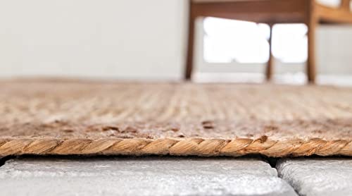 Unique Loom Braided Jute Collection Classic Quality Made Natural Hand Woven Area Rug (0' 9 x 2' 6 Stair Tread, Natural)