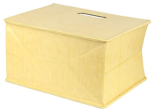 HofferRuffer Magazine Basket Holder, Foldable Magazine Rack, Document File Holder Organizer, File Folder, Newspaper Storage Bin Organizer for Home or Office, Home or Office (Yellow)