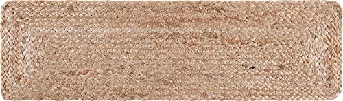 Unique Loom Braided Jute Collection Classic Quality Made Natural Hand Woven Area Rug (0' 9 x 2' 6 Stair Tread, Natural)