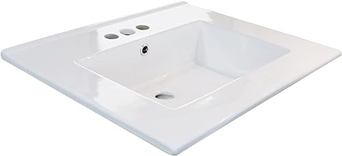 LUCKWIND 24" Modern Bathroom Vanity with Sink Combo, Black MDF Bathroom Storage Cabinet with Overflow 3-Hole Drop in Ceramic Vessel Sink Top & Mirror, Excluding Faucet