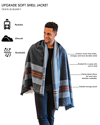 NxTSTOP Packable Airplane Travel Blanket - Soft, Machine Washable Travleisure - Compact Lightweight Cotton Throw Blanket with Attached Pouch