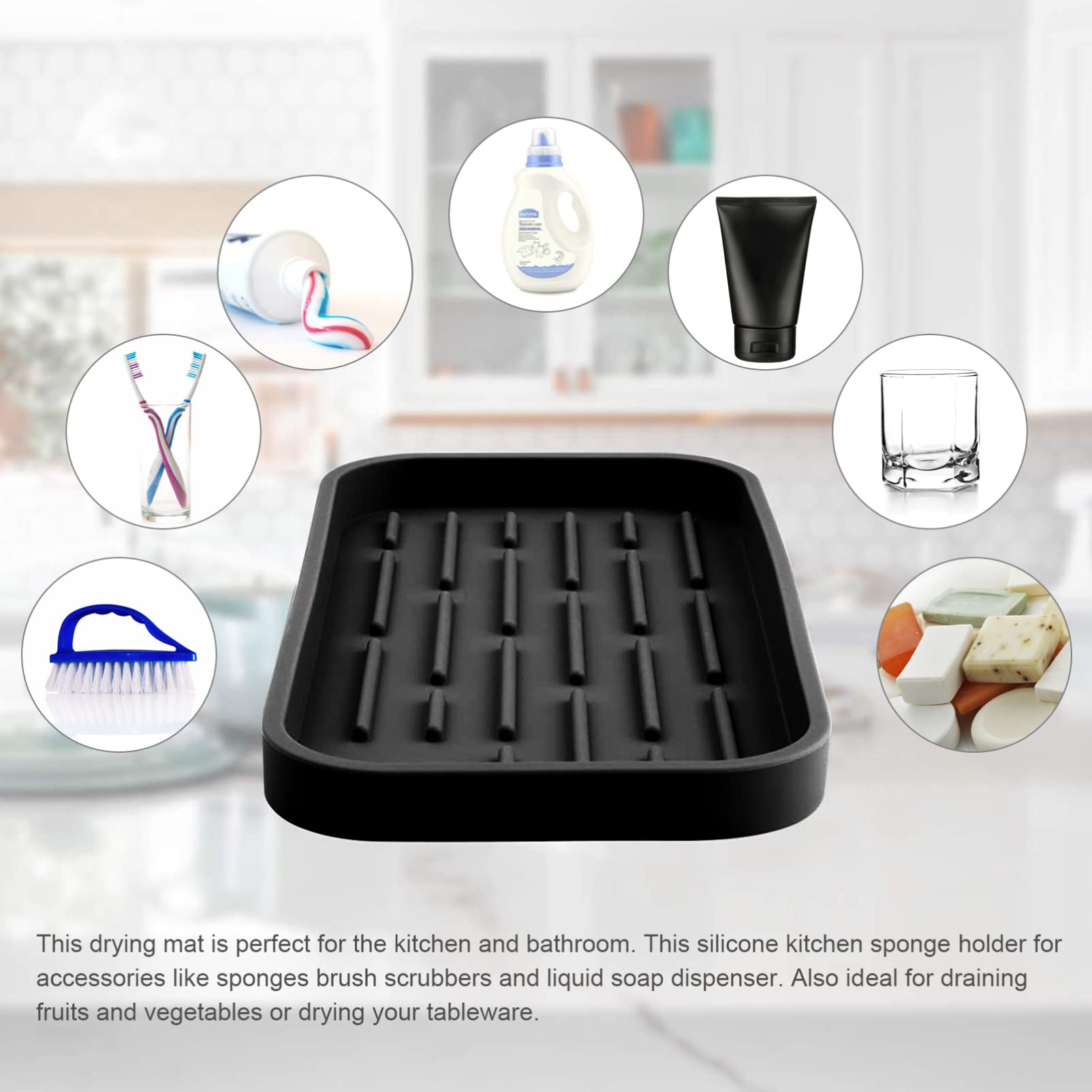 Healifty Grade Silicone Draining Tray Wave Silica Gel Dispenser