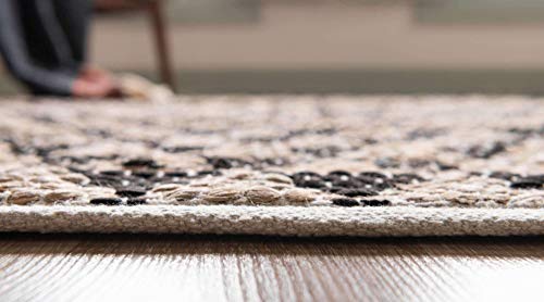 Unique Loom Chindi Jute Collection Geometric, Bohemian, Modern, Triangles, Casual Area Rug (4' 0 x 6' 0 Rectangular, Black/Natural)