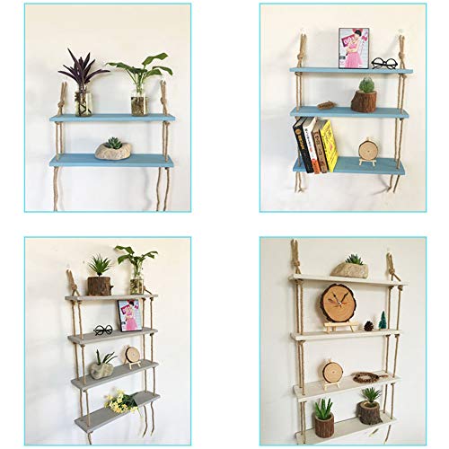 OWUV Hanging Shelf for Wall, Modern Creative Bookshelf, Decorative Wall Shelf, Floating Shelf, Green/Blue/Pink/White/Yellow/Gray, 1/2/3/4 Layer
