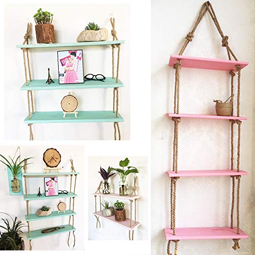 OWUV Hanging Shelf for Wall, Modern Creative Bookshelf, Decorative Wall Shelf, Floating Shelf, Green/Blue/Pink/White/Yellow/Gray, 1/2/3/4 Layer