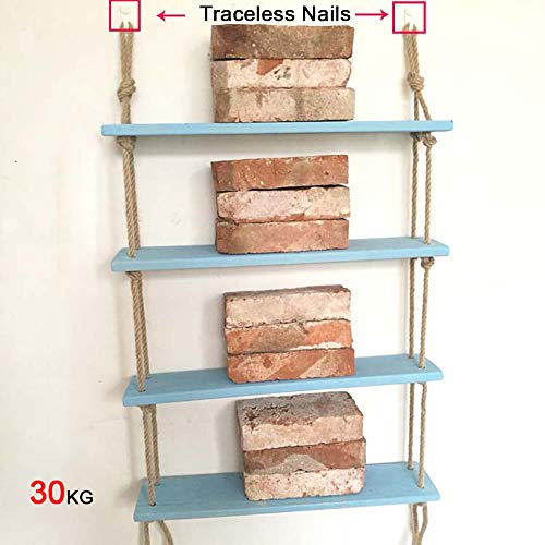 OWUV Hanging Shelf for Wall, Modern Creative Bookshelf, Decorative Wall Shelf, Floating Shelf, Green/Blue/Pink/White/Yellow/Gray, 1/2/3/4 Layer