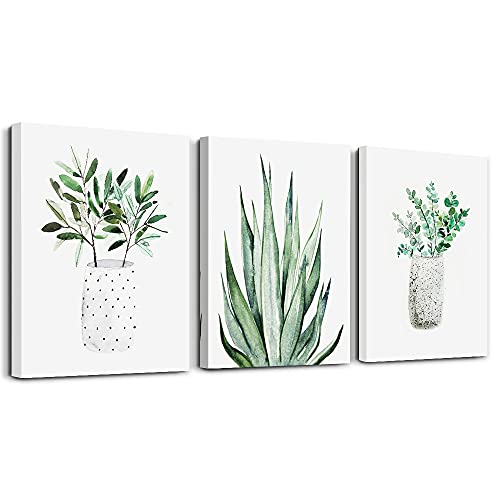 farmhouse Wall Art painting for dining room bathroom Abstract Canvas art family Wall decor for Bedroom kitchen Wall Decoration Living Room decor art Green Leaf pictures Artwork for home walls 3 piece