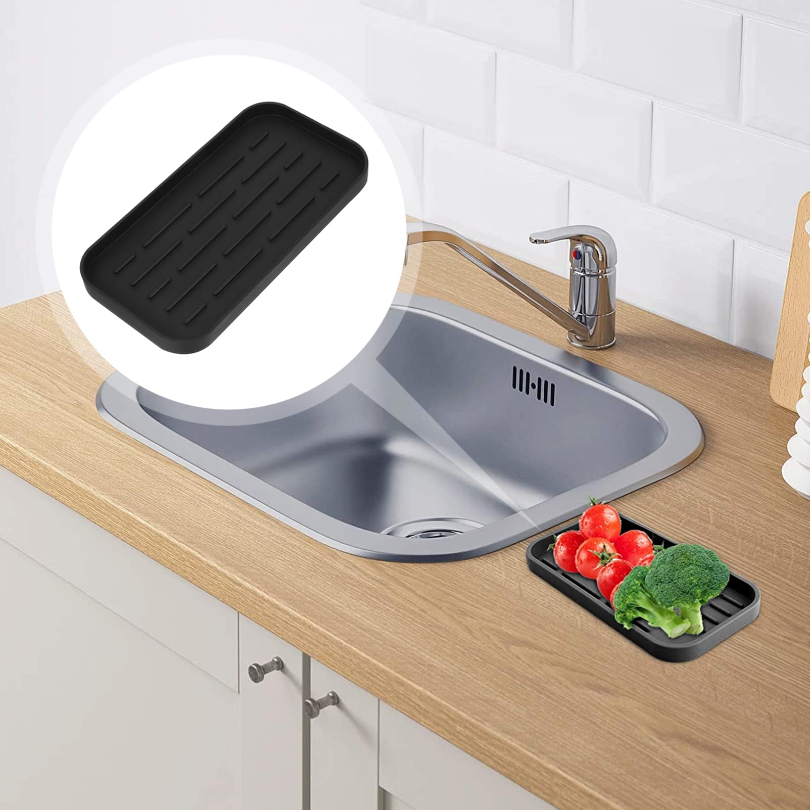 Healifty Grade Silicone Draining Tray Wave Silica Gel Dispenser