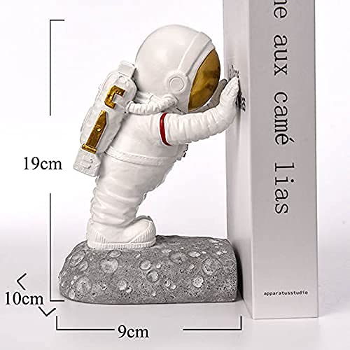 Bundle 2pcs Decor Resin Astronaut Bookends Decor Kids Bedroom Astronaut Toys Outer Space Themed Astronaut Figurine (Gold)