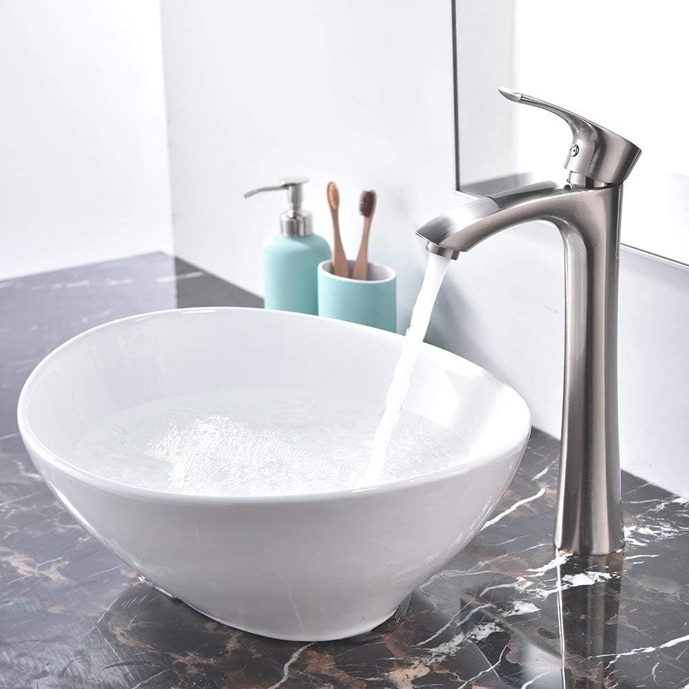 KINGO HOME 16" x 13" Bathroom Sink Bathroom Vessel Sinks, White Porcelain Ceramic Vessel Vanity Sink Art Basin Lavatory Above Counter Vanity Bathroom Sink Bathroom Sinks Above Counter Bowl