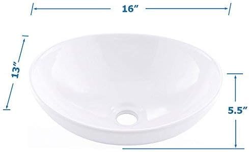KINGO HOME 16" x 13" Bathroom Sink Bathroom Vessel Sinks, White Porcelain Ceramic Vessel Vanity Sink Art Basin Lavatory Above Counter Vanity Bathroom Sink Bathroom Sinks Above Counter Bowl