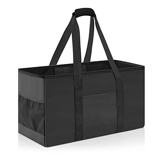 Steranka Extra Large Utility Tote Bag,Large Tote Bag Reusable Grocery Bags Collapsible Tote for Groceries,Storage,Picnic,Beach,Black