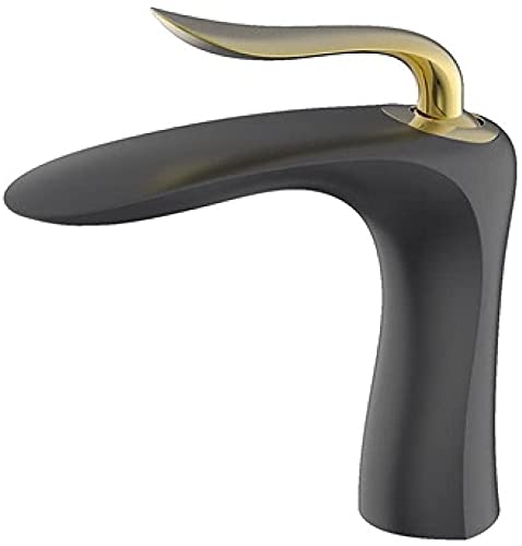 JBQ Bathroom Faucets Bathroom Sink Faucet Bathroom Basin Brass Faucet Sink Faucet hot and Cold Single Handle countertop Installation Toilet Crane Faucet (Color : Black Gold S)