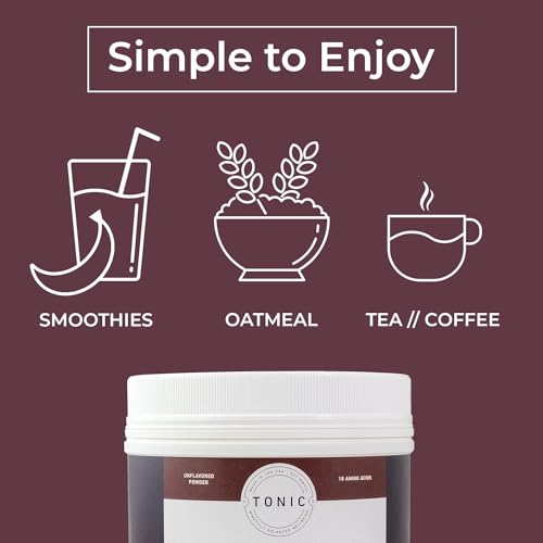 Gym & Tonic Low Calorie Collagen Protein Powder with 18 Amino Acids - Unflavored, Non-GMO, 0 Sugar, 0 Carbs, 20 Grams Clean Protein Per Serving, 1lb