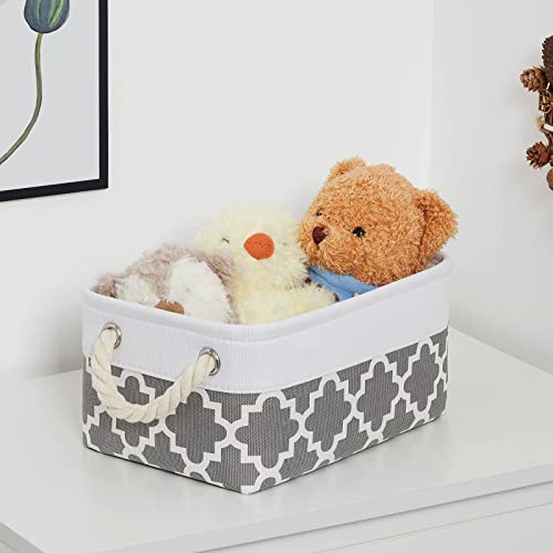 Bidtakay Baskets Set Fabric Storage Bins-White&Quatrefoil Grey Bundled Baskets of 2 Large Baskets 16" X 11.8" X 11.8" + 6 Small Baskets 11.8" X 7.8" X 5"