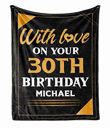 PREZZY with Love on Your 30th Birthday Gifts for Men Women Personalized Blanket Vintage Born in 1993 Throw Blanket 30 Years Old Bday Decorations Ideas Sherpa Fleece Blankets