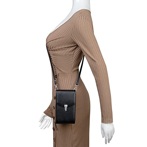 Perlvin Alinne Small Genuine Leather Crossbody Bag for Women Rfid Blocking Cell Phone Wallet Purse Handbag with Card Slots