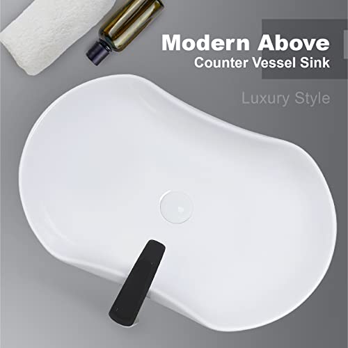Tysun Oval Vessel Sink, 26'' x 16'' Modern Vessel Sinks for Bathrooms, White Porcelain Ceramic Oval Bathroom Sink Above Counter