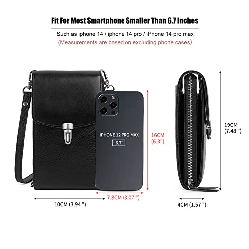 Perlvin Alinne Small Genuine Leather Crossbody Bag for Women Rfid Blocking Cell Phone Wallet Purse Handbag with Card Slots