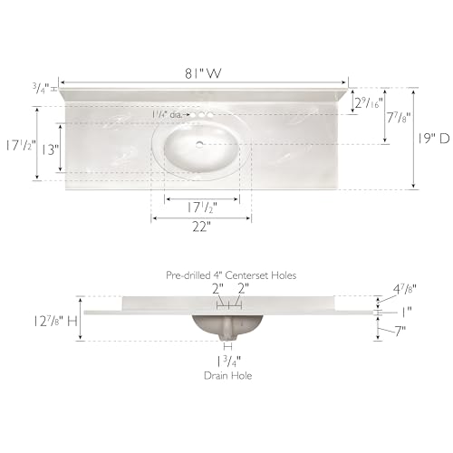 Design House 553354 Single Bowl Cultured Marble Vanity Top, 61 22-Inches, White