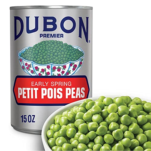 BUSH'S BEST 15 oz Canned Dubon Petit Pois Green Peas, Source of Plant Based Protein and Fiber, Vegetarian, Low Fat & Gluten Free, (Pack of 12)