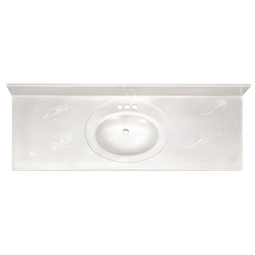 Design House 553354 Single Bowl Cultured Marble Vanity Top, 61 22-Inches, White