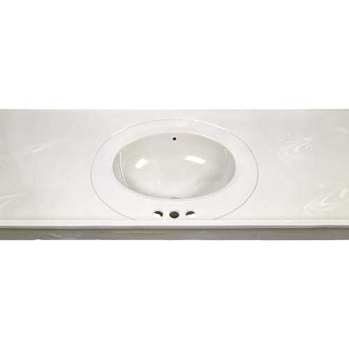 Design House 553354 Single Bowl Cultured Marble Vanity Top, 61 22-Inches, White