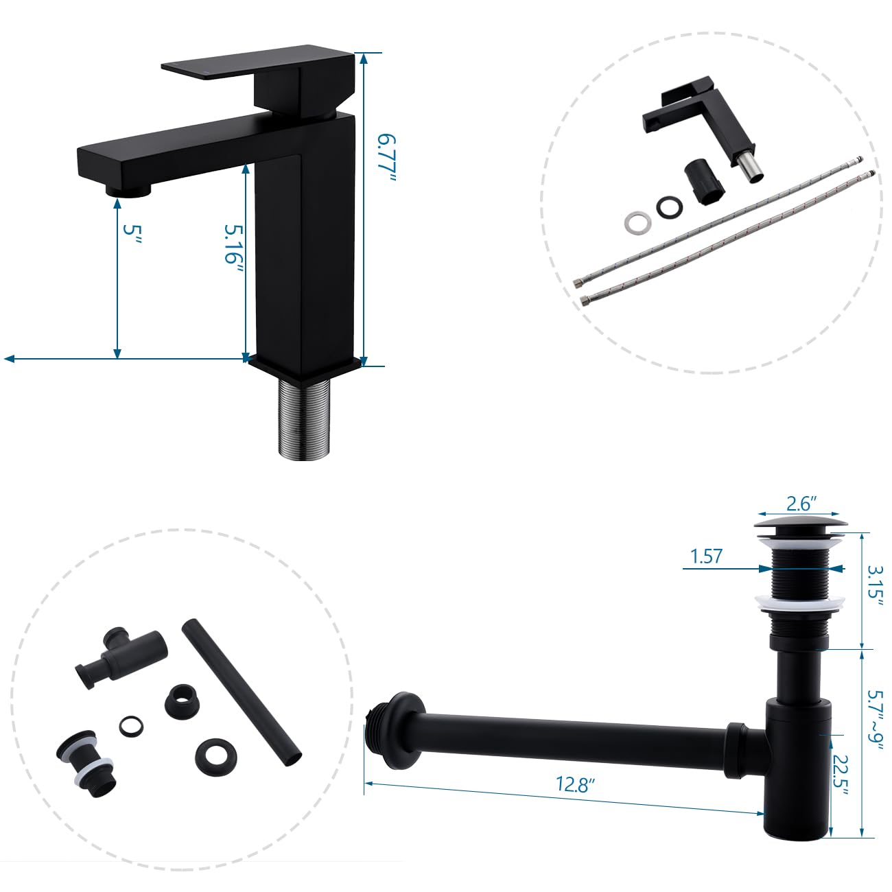 Wall Hung Basin Sink Small Cloakroom Basin Sink, Wall Mount Rectangle Ceramic Wash Basin Small Right Hand Vessl Bain Sink Set With Faucet&Drain For Bathroom