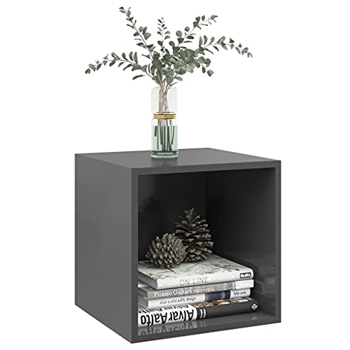 Queen.Y Floating Shelves Set of 4, Wall Mounted Cube Shelves with Cabinet, Wall Hanging Storage Shelves, Home Decor Furniture, Grey