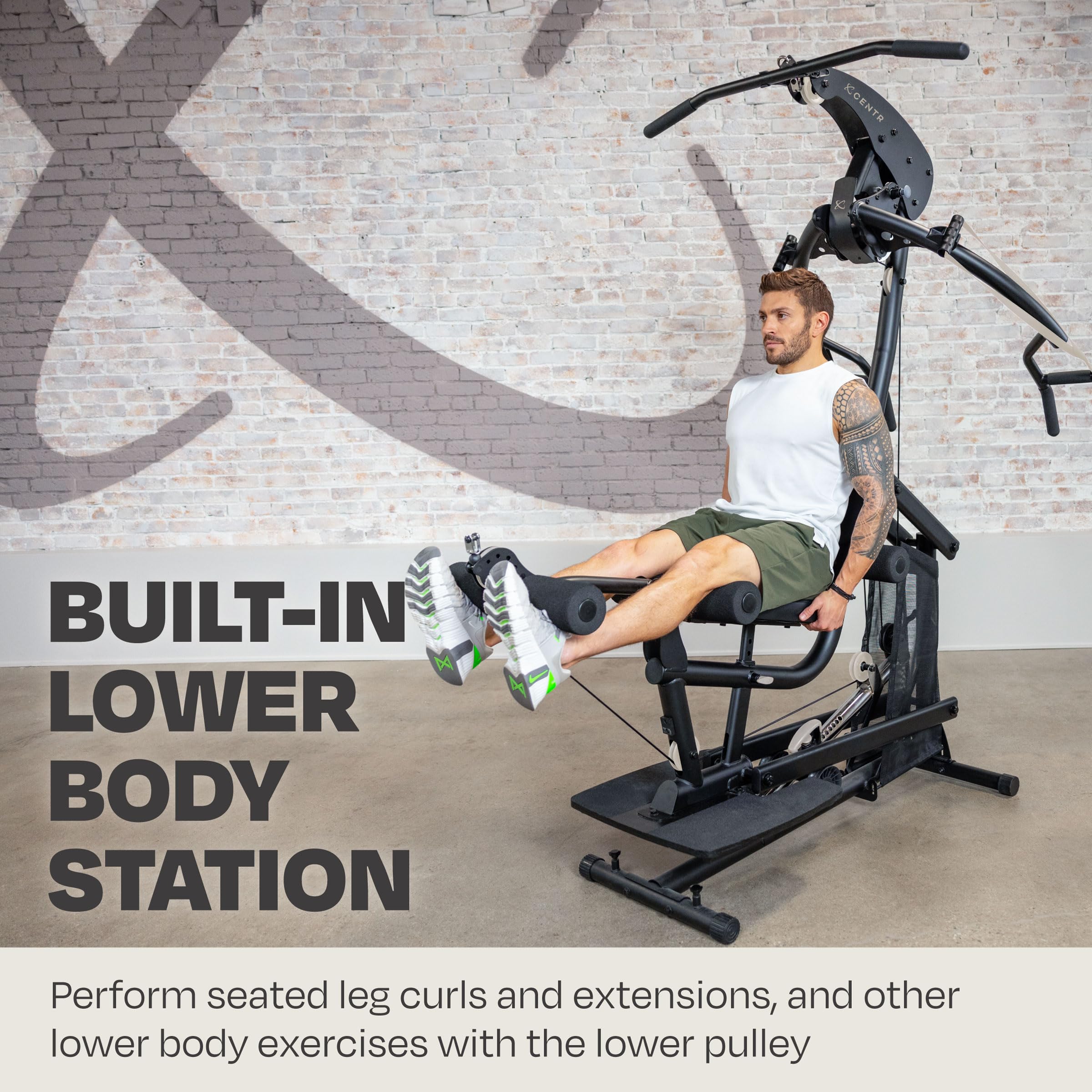Centr Body Weight Home Gym Machine – Full Body Workout System with Cable Pulley, Leg Extension & Curl Station – Upper & Lower Body Strength Training Equipment for Home