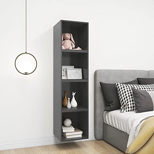 Queen.Y Floating Shelves Set of 4, Wall Mounted Cube Shelves with Cabinet, Wall Hanging Storage Shelves, Home Decor Furniture, Grey