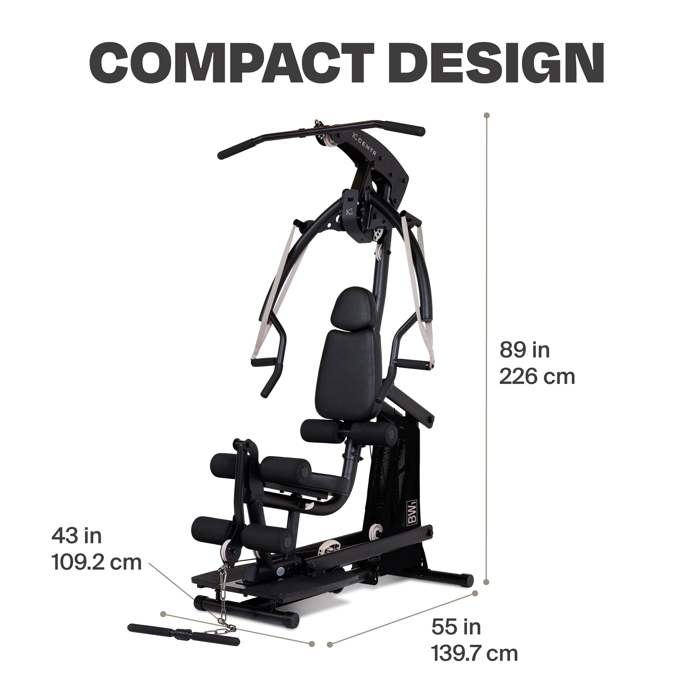 Centr Body Weight Home Gym Machine – Full Body Workout System with Cable Pulley, Leg Extension & Curl Station – Upper & Lower Body Strength Training Equipment for Home