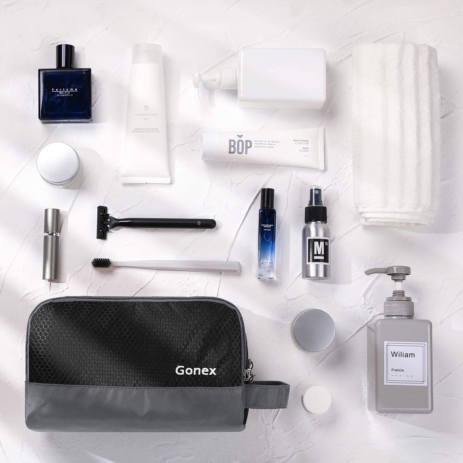 Gonex Travel Toiletry Bag Nylon, Dopp Kit Shaving Bag Toiletry Organizer Black