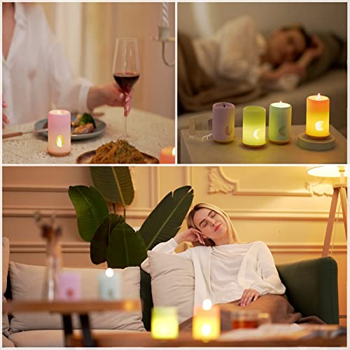 Eucalyptus & Chamomile Scented Candle with 72-Hour LED Light,Healing Moon and 2-in-1 Design,1.3oz Soy Wax 10 Hours Long Lasting Burn,Candles for Home Scented Perfect Spiritual Aromatherapy Gift